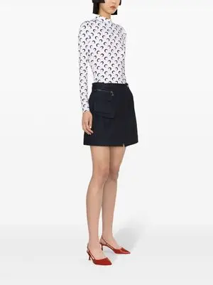 MARINE SERRE Recycled Moon Jersey Highneck Top - White