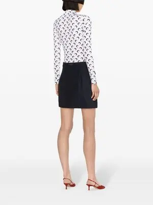 MARINE SERRE Recycled Moon Jersey Highneck Top - White