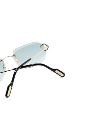 Cartier Rimless Rectangle-frame Sunglasses - Gold