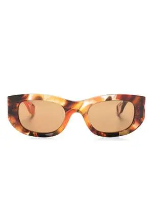 Gucci Gucci Eyewear Tortoiseshell Effect Rectangle Frame Sunglasses Orange