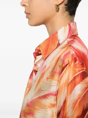 Roberto Cavalli Plumage Print Silk Shirt