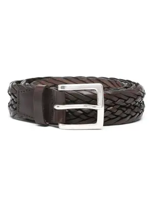 ORTIGNI Braided Leather Belt - Brown