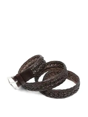 ORTIGNI Braided Leather Belt - Brown