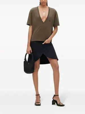 COURREGES Logo-appliqué Cropped T-shirt - Green