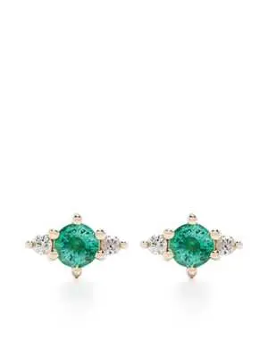 Adina Reyter 14kt Yellow Diamond And Emerald Trio Stud Earrings - Gold