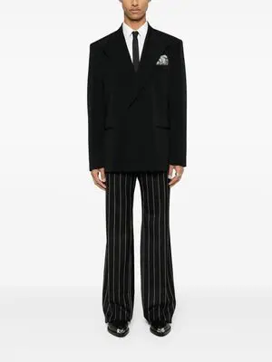 Dolce & Gabbana Pinstripe Wool Trousers - Black