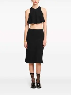 AMI Paris Flared Cropped Blouse - Black
