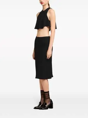 AMI Paris Flared Cropped Blouse - Black