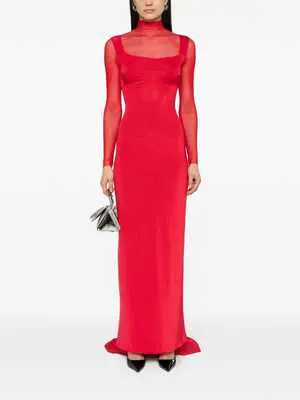 ATU BODY COUTURE Semi-sheer Gown - Red