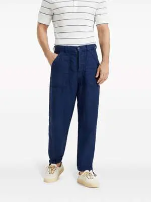 Brunello Cucinelli Dyed Linen Straight-leg Trousers - Blue