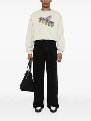 Gucci Logo-print Cotton Sweatshirt - Neutrals