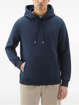 Woolrich Cotton Blend Embroidered Logo Hoodie - Blue