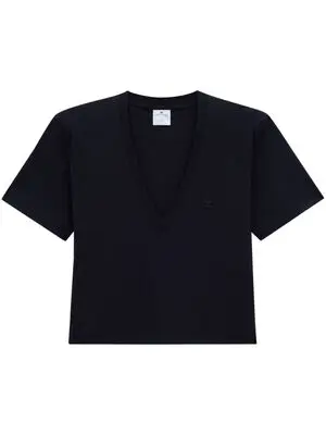 COURREGES Logo-appliqué T-shirt - Black