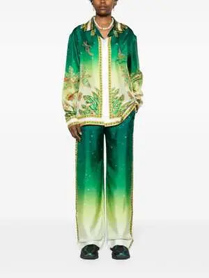 Casablanca Joyaux D'afrique Silk Trousers - Green