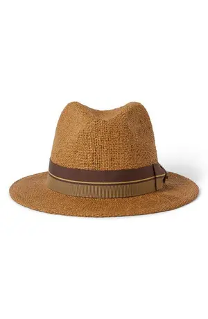 Brixton Roma Straw Fedora - Coffee