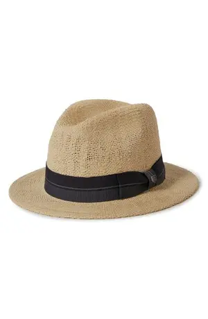 Brixton Roma Straw Fedora - Natural/ Black