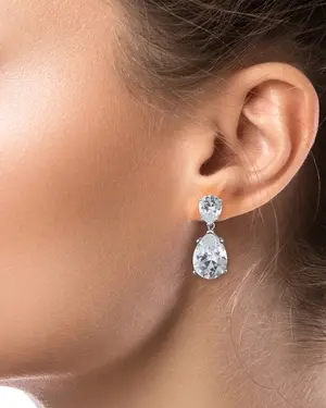 KENNETH JAY LANE Cz Double Pear Drop Earrings