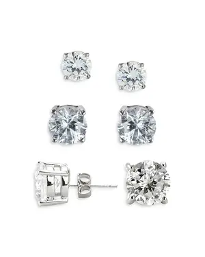 KENNETH JAY LANE Cz Round Stud Earring Set - Silver