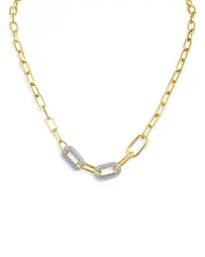 KENNETH JAY LANE Pave Chain Necklace - Gold/silver