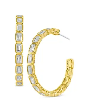 KENNETH JAY LANE Bezel Set Hoop Earrings - Gold