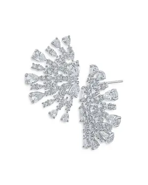 KENNETH JAY LANE Cz Half Circle Cluster Earrings