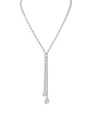 KENNETH JAY LANE Baguette & Pear Y Necklace - Silver