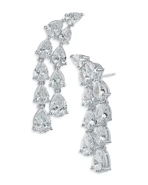 KENNETH JAY LANE Pearl Waterfall Earrings - Silver