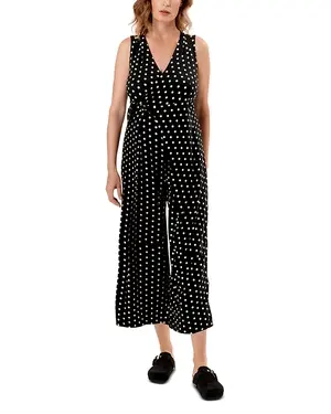 NOM MATERNITY Francesca Surplice Maternity Jumpsuit - Black/white Dots