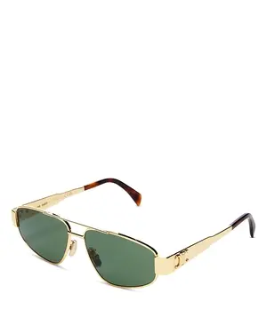 Celine Metal Triomphe Pilot Sunglasses, 57mm - Gold/green Solid