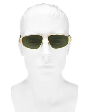 Celine Metal Triomphe Pilot Sunglasses, 57mm - Gold/green Solid