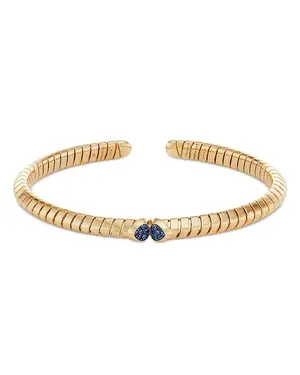 Marina B 18k Yellow Gold And Sapphire Bangle - Blue/yellow