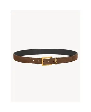 Saint Laurent Cassandre Belt - Brown Coffee