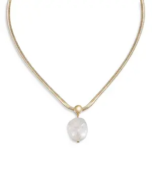 Ettika Baroque Pearl Pendant Necklace - White/gold