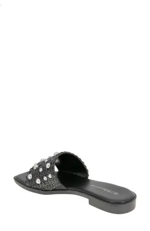 Bcbgmaxazria Lonnie Imitation Pearl Raffia Slide Sandal