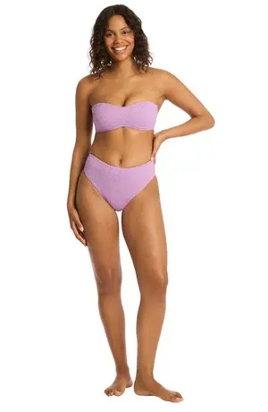 SEA LEVEL Interlace Retro High Waist Bikini Bottoms - Lavender
