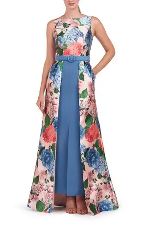 KAY UNGER Gail Floral Walk-through Gown