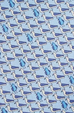 Zegna Quadri Bird Silk Tie - Blue
