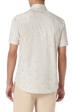 Bugatchi Miles Ooohcotton® Leaf Print Short Sleeve Button-up Shirt