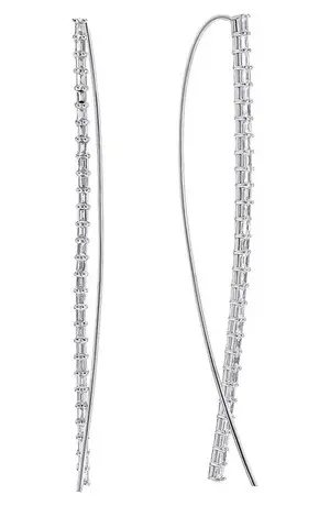 Lana Jewelry 14k Gold Baguette Diamond Threader Earrings - White Gold