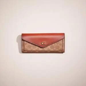 COACH Restored Wyn Soft Wallet In Colorblock Signature Canvas - Brass/tan/rust