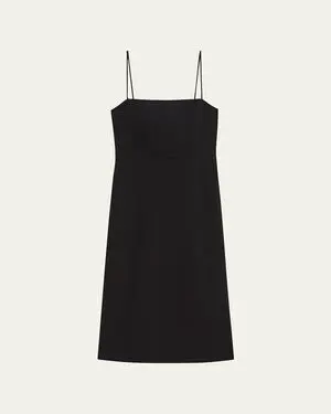 Theory Theory Strappy A-Line Linen-Blend Midi Dress - Black