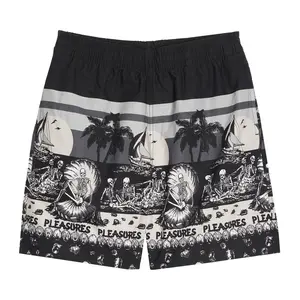 PLEASURES Printed Beach Short - Black
