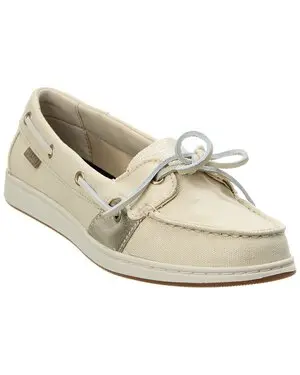 Sperry Sperry Sc Coastfish 1 Eye Metallic Canvas Boat Shoe White