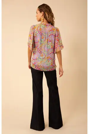 Hale Bob Diana Smocked Georgette Top