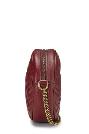 Gucci Leather Gg Marmont Round Shoulder Bag - Red