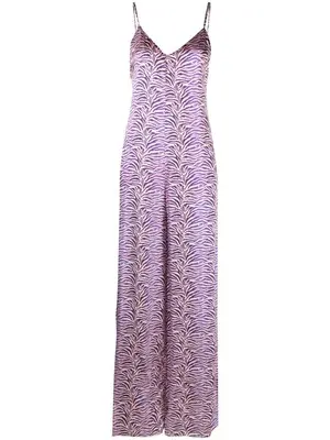 FORTE_FORTE Zebra-print Satin Jumpsuit - Purple