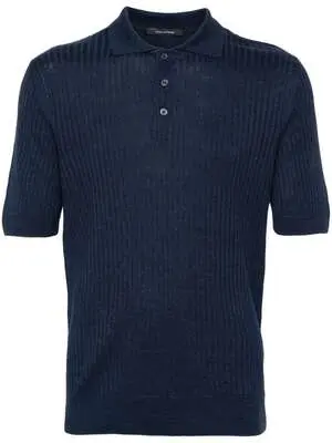 Tagliatore Ribbed-knit Polo Shirt