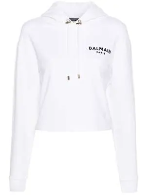 Balmain Logo-print Hoodie - Neutrals