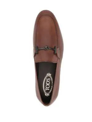 TOD'S T Ring Leather Loafers - Brown