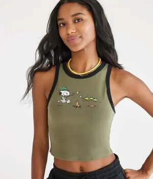 Aéropostale Camp Snoopy Campfire Cropped Tank - Multi